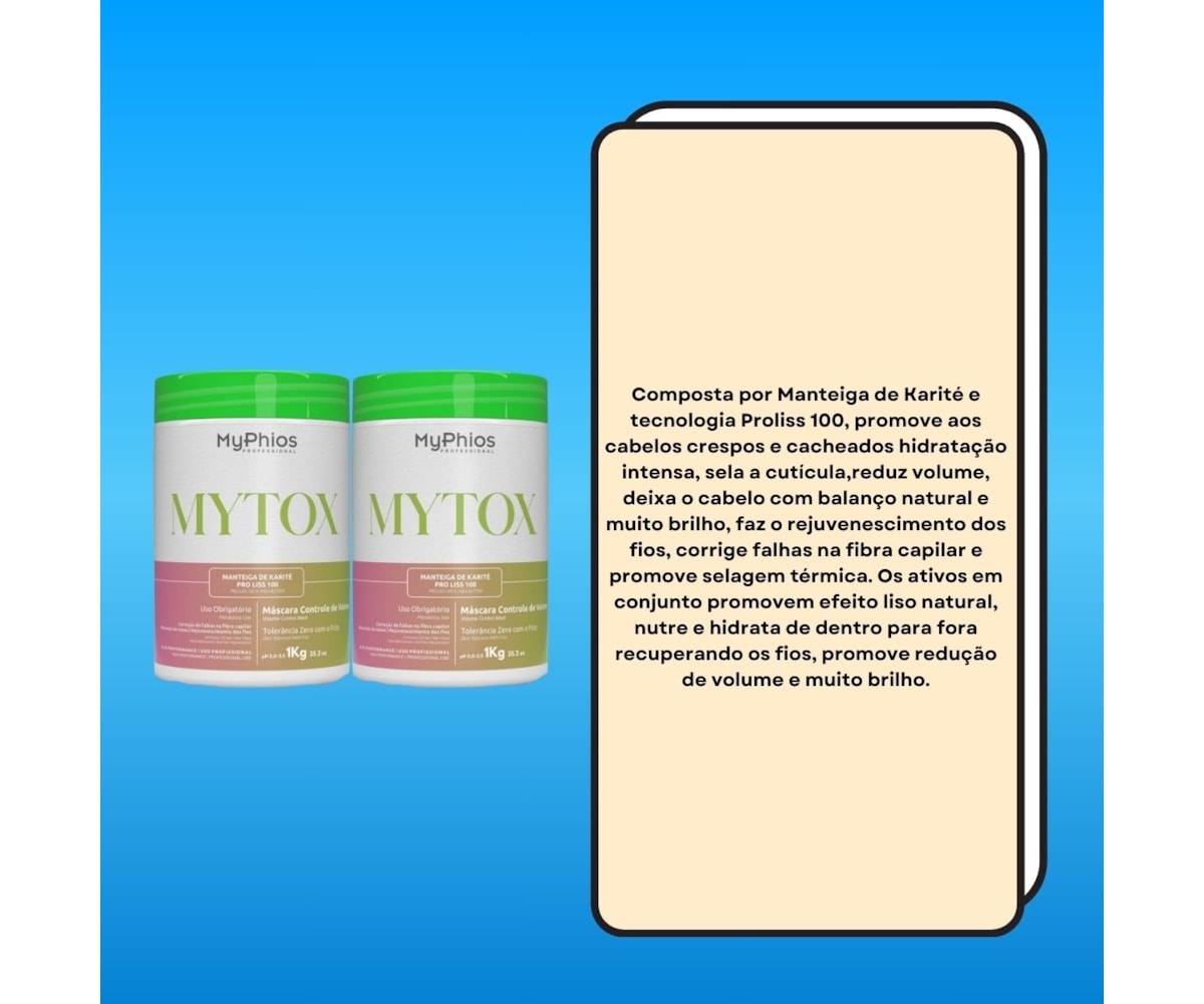 Kit MyPhios Mytox 2 Máscara Controle de Volume 1 Kg - Doce Beleza
