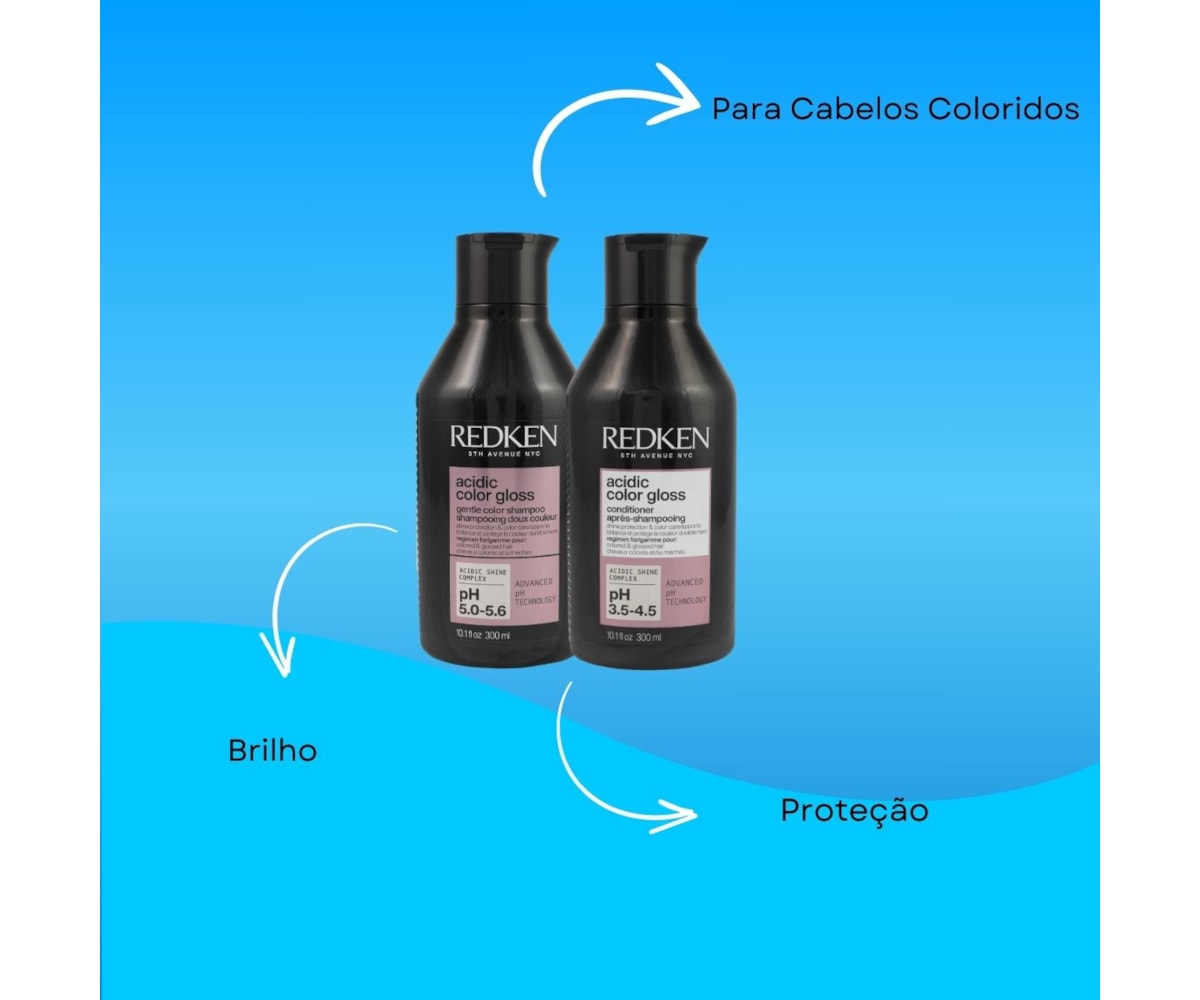 Kit Redken Acidic Color Gloss Shampoo 300 ml e Condicionador 300 ml ...