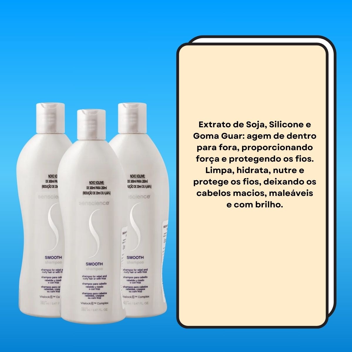 Kit Senscience Smooth Redução do Frizz 3 Shampoo 280 ml - Doce Beleza