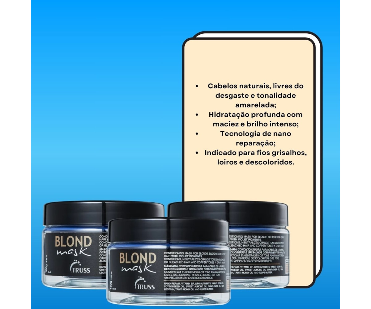Kit Truss Blond Mask 3 Máscara Matizadora 180 ml - Doce Beleza