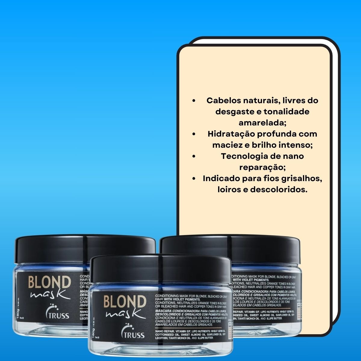 Kit Truss Blond Mask 3 Máscara Matizadora 180 ml - Doce Beleza