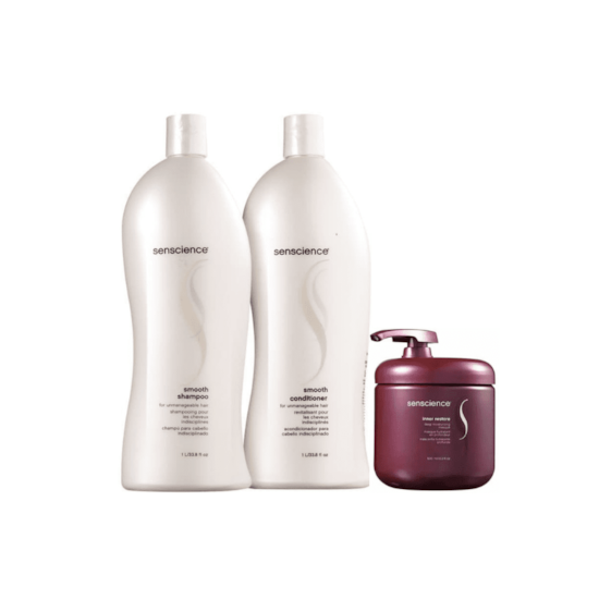 Senscience Smooth Shampoo + Condicionador 1L + Inner Hidratação 500ml ...