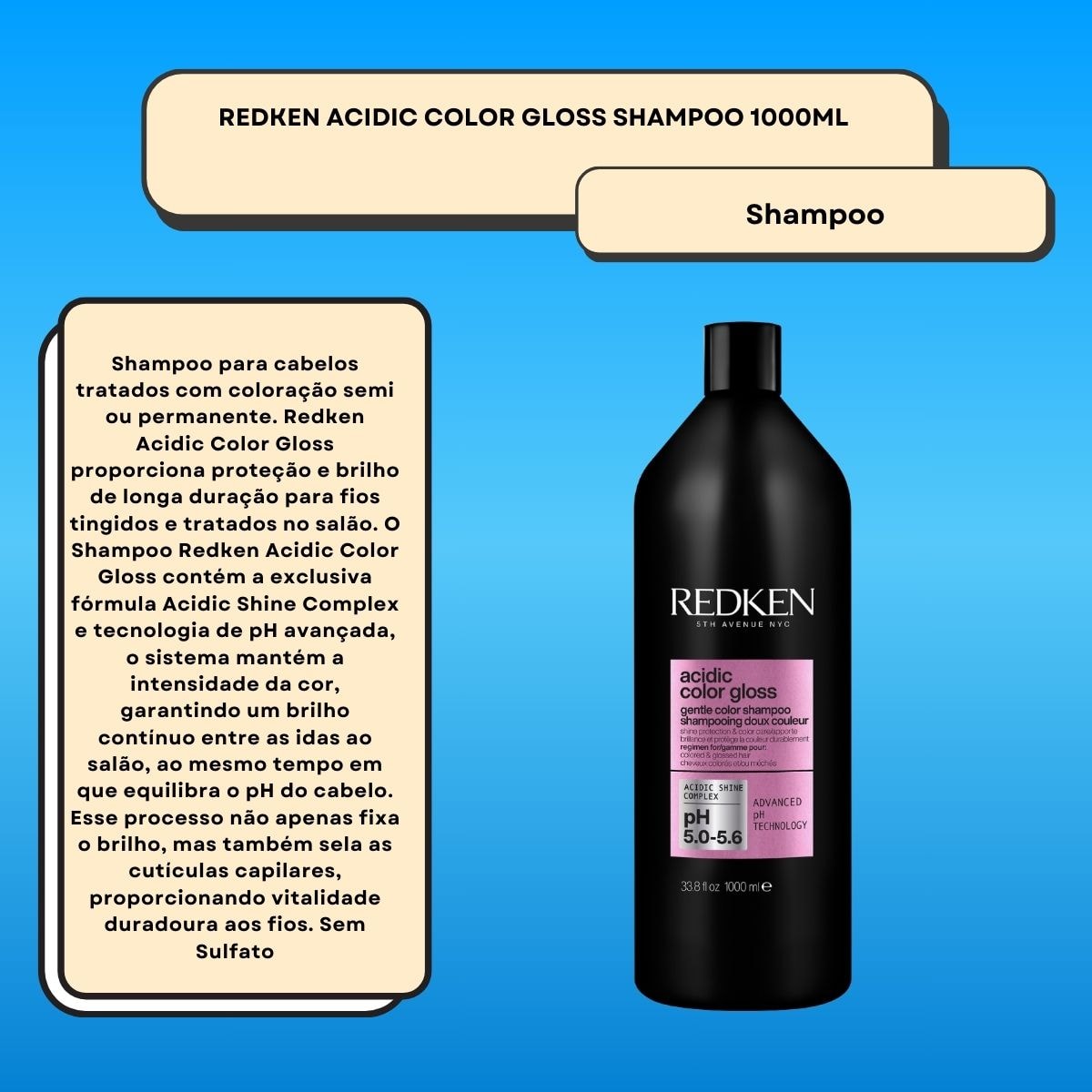 Shampoo Redken Acidic Color Gloss 1 Litro - Doce Beleza